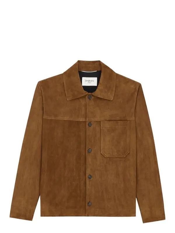 Saint Laurent Button-up Long-sleeved Overshirt - Brown