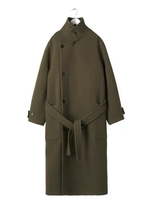 LEMAIRE Double-breasted Belted Coat - Dark Squirrel