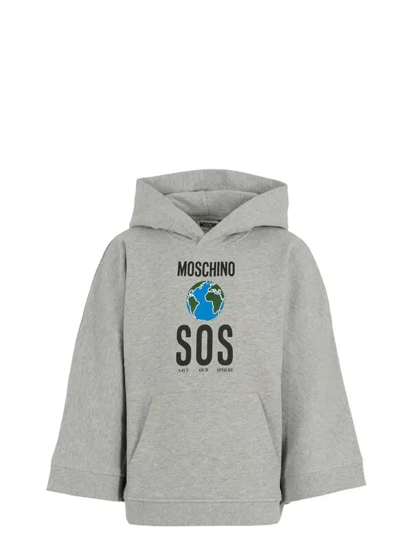 Moschino Long Sleeve Hooded Sweatshirt - Gray