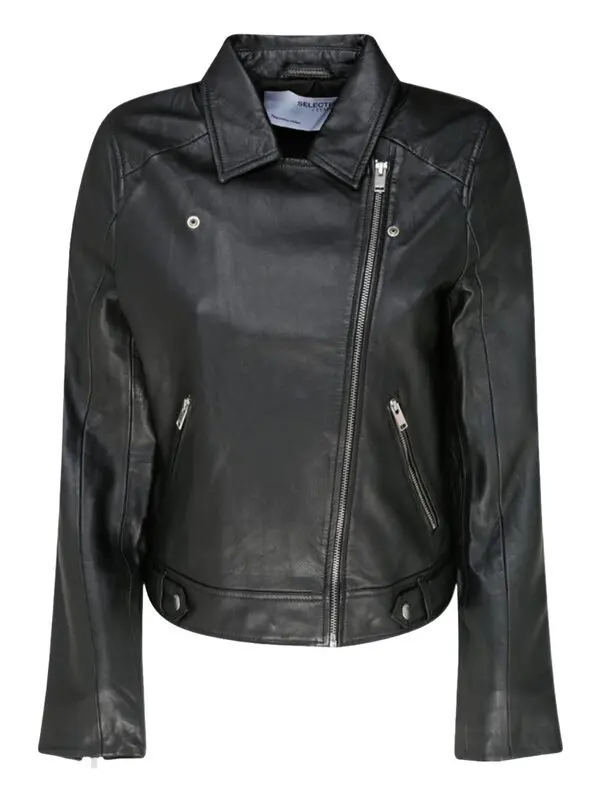 SELECTED Leather Jacket - Black