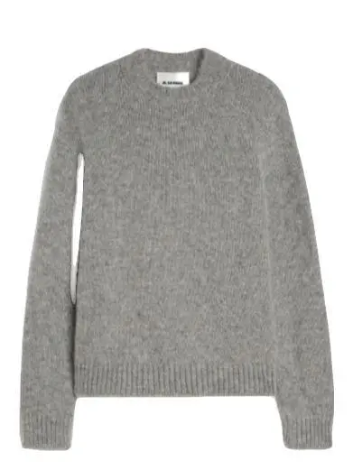 JIL SANDER Midweight Alpaca Wool Crew-neck Sweater - Light Gray
