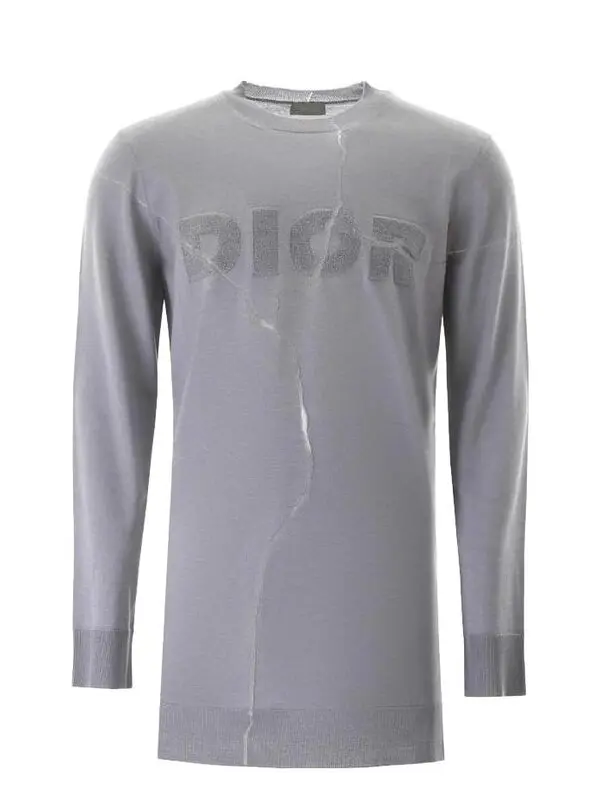 Dior Grey Knitted Round Neck Pullover - Gray