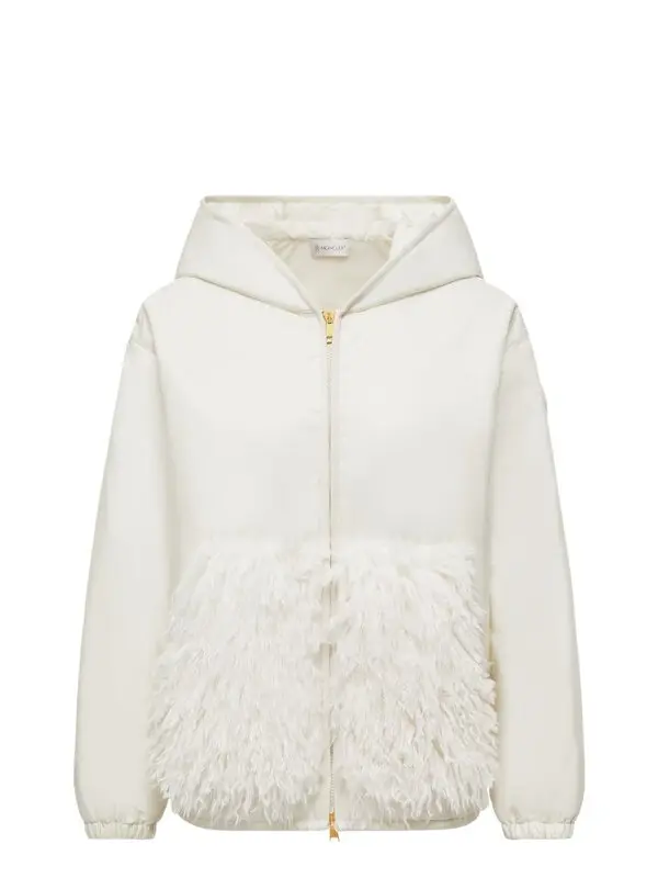 Moncler Teddy-trimmed Padded Zip-up Hoodie - White
