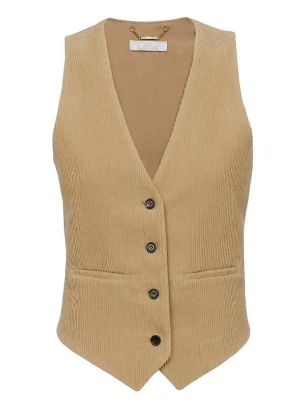 Chloé Logo Sleeveless Vest - Nude