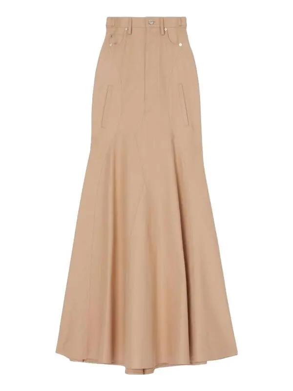 Burberry High-waist Flared Gabardine Maxi Skirt - Nude