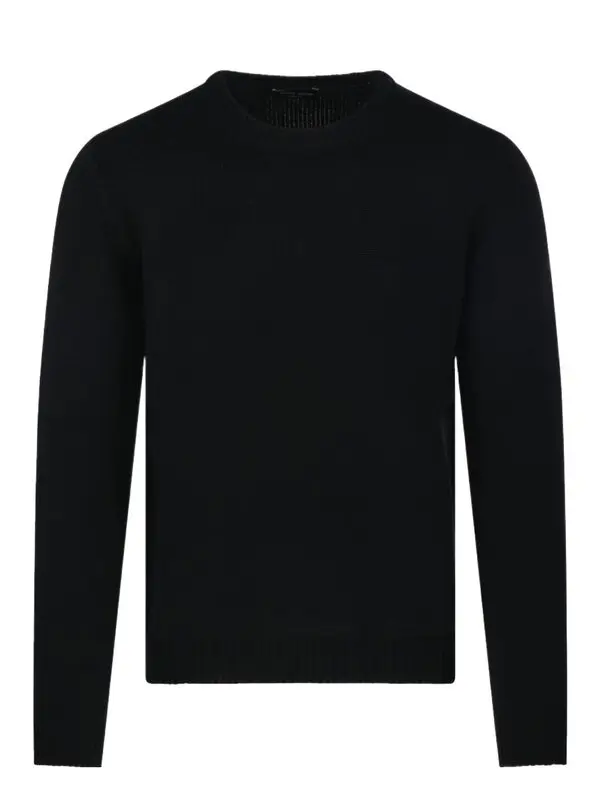 ROBERTO COLLINA Round Neck Knitwear With Ribbed Trims - Black