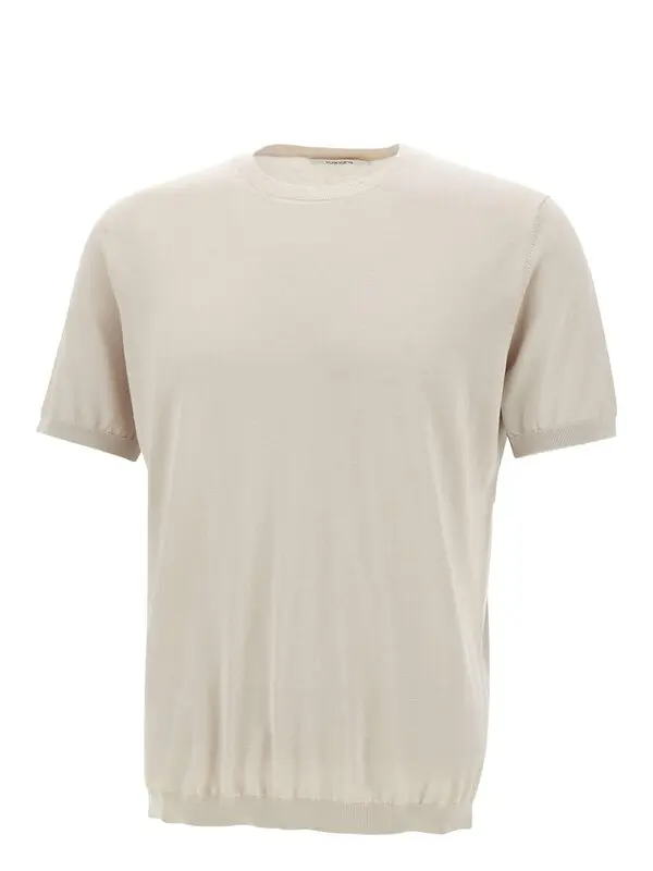 KANGRA Ribbed Short-sleeve Knitwear - Beige