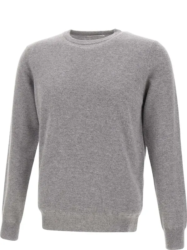 KANGRA Crew Neck Knitted Sweater - Light Grey
