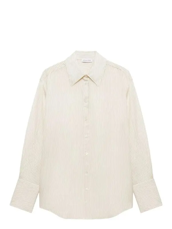 ANINE BING Striped Long Sleeve Shirt - White