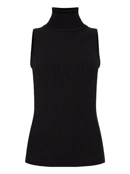 Dolce & Gabbana Ribbed Knit Turtleneck Vest - Black