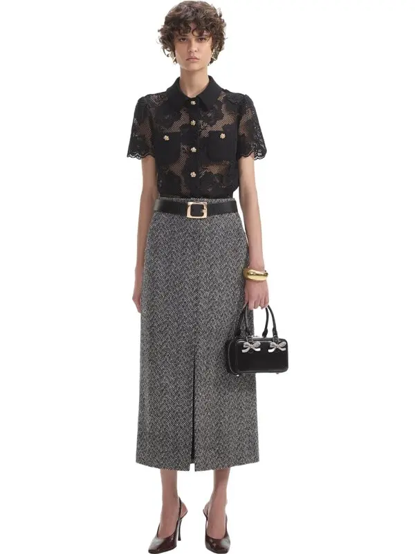 SELF-PORTRAIT Embellished Lace Shirt - Black