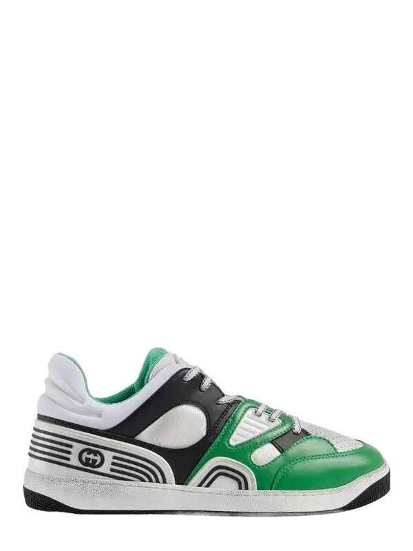 Gucci Basket Round Toe Lace-up Sneakers - Gray