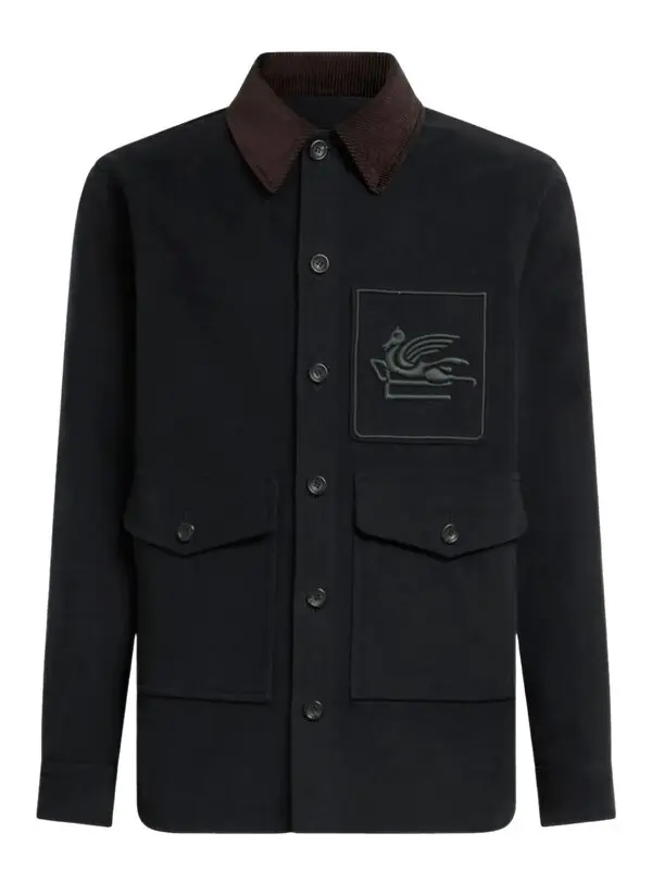 Etro Pegaso Embroidered Flap Pocket Jacket - Black