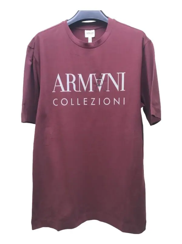 Emporio Armani Logo Printed Round-collar Short-sleeved T-shirt - Red