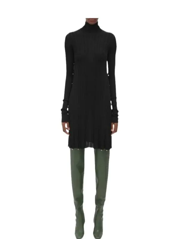 Bottega Veneta Long-sleeved Pleated Dress - Black