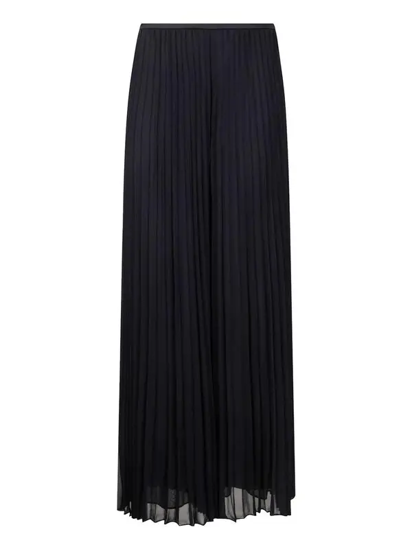 Emporio Armani Georgette Pleated Wide-leg Trousers - Black