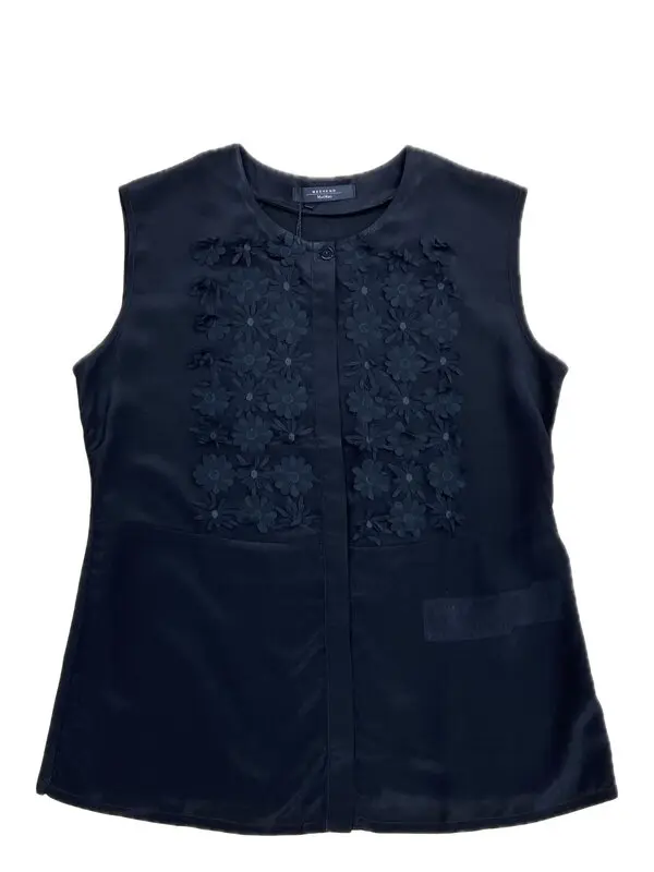 Max Mara Sleeveless Top With Graphic Pattern - Black