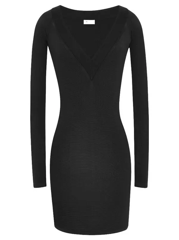 Saint Laurent V-neck Long-sleeve Dress - Black