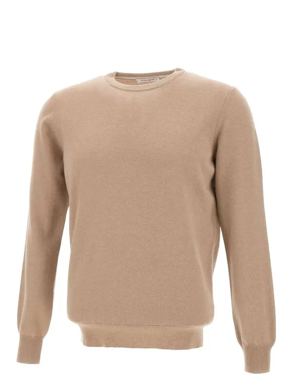 KANGRA Ribbed Crew Neck Sweater - Brown
