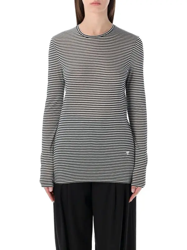 TOM FORD Striped Long Sleeve Top - Black