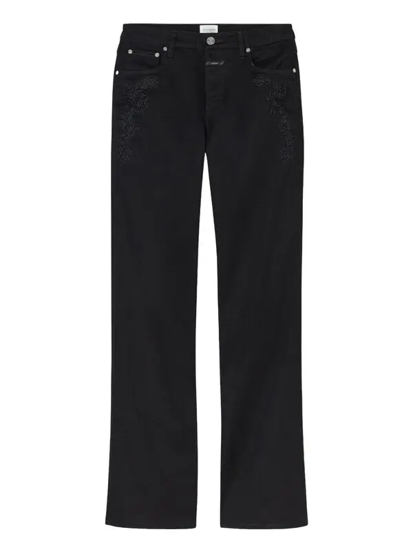 Closed Embroidered High-rise Jeans - Black