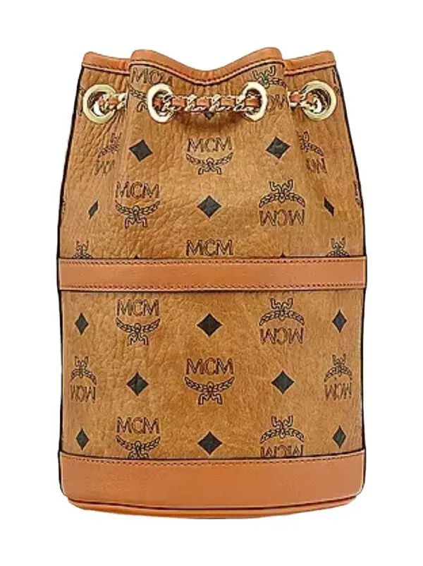 Mcm Mini Aren Chain Drawstring Backpack - Brown