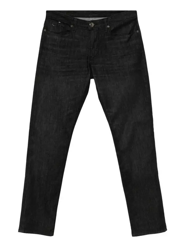 Emporio Armani Logo Plaque Slim-cut Jeans - Black