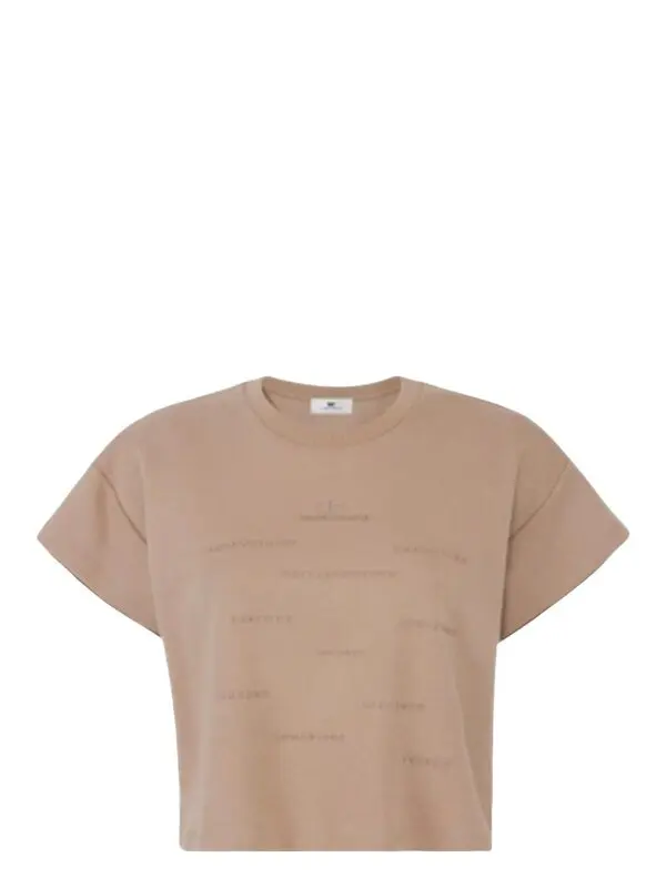 Elisabetta Franchi Logo Lettering Crewneck T-shirt - Nude