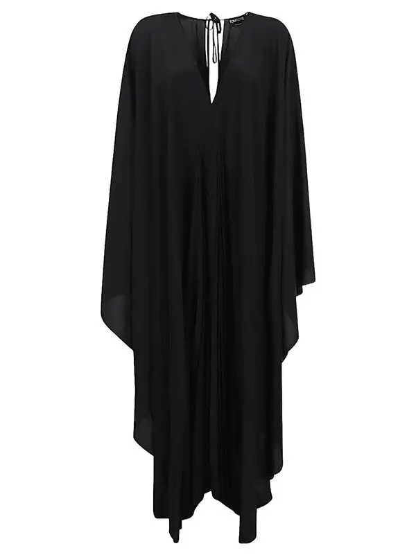 TOM FORD Asymmetrical V-neck Dress - Black