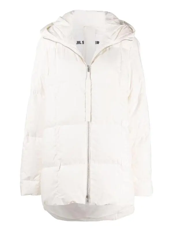 JIL SANDER Padded Zip-up Hooded Coat - Nude