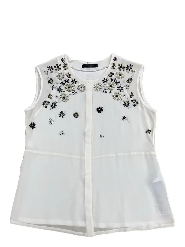 Max Mara Sleeveless Graphic Pattern Blouse - White