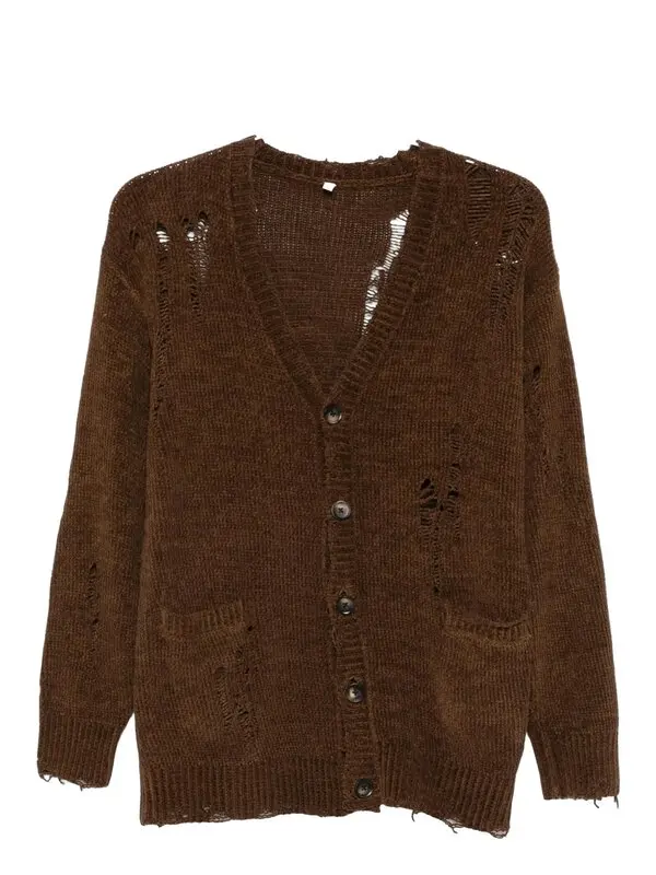 R13 Boyfriend Distressed Button-down Cardigan - Brown