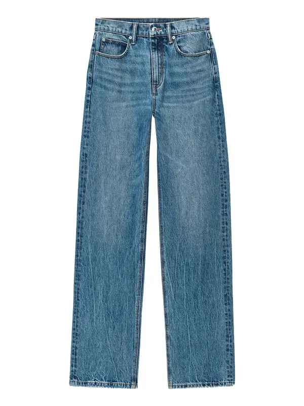 Alexander Wang Mid-rise Straight-leg Jeans With Logo Detail - Vintage Indigo Washed