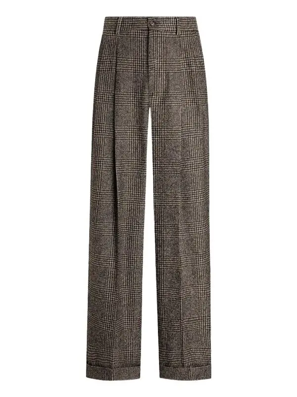 Dolce & Gabbana Pleated Glen Check Alpaca-blend Wide-leg Trousers - Multi-color