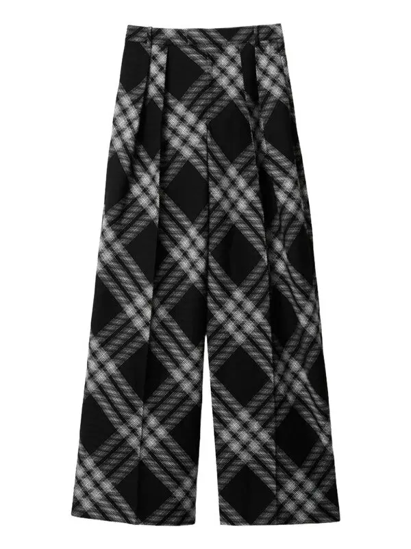 Burberry Vintage Check Wide-leg Trousers - Black