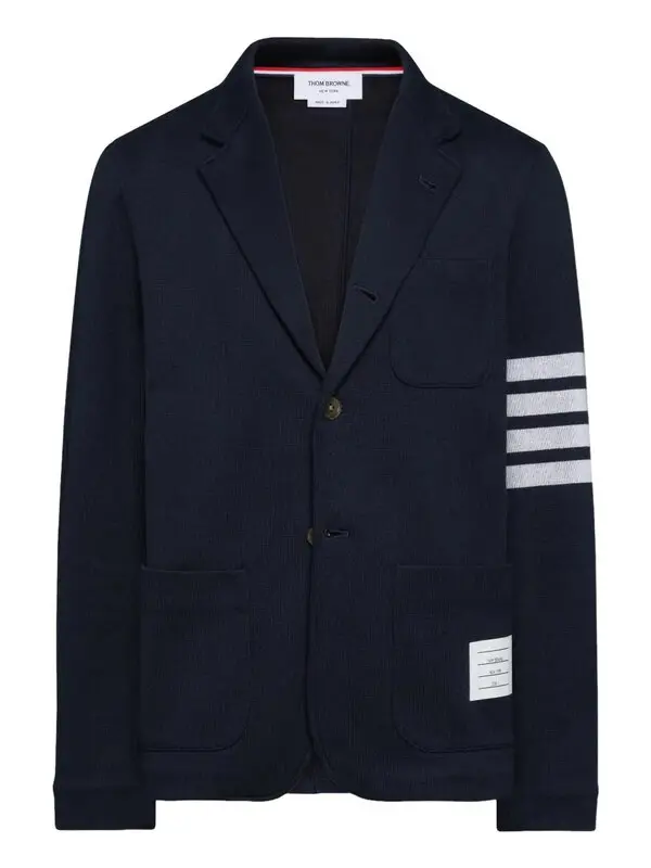 Thom Browne Double Face Knit 4-bar Sack Jacket - Navy Blue