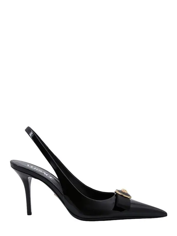 Versace Ribbon Slingback Pumps - Black/gold