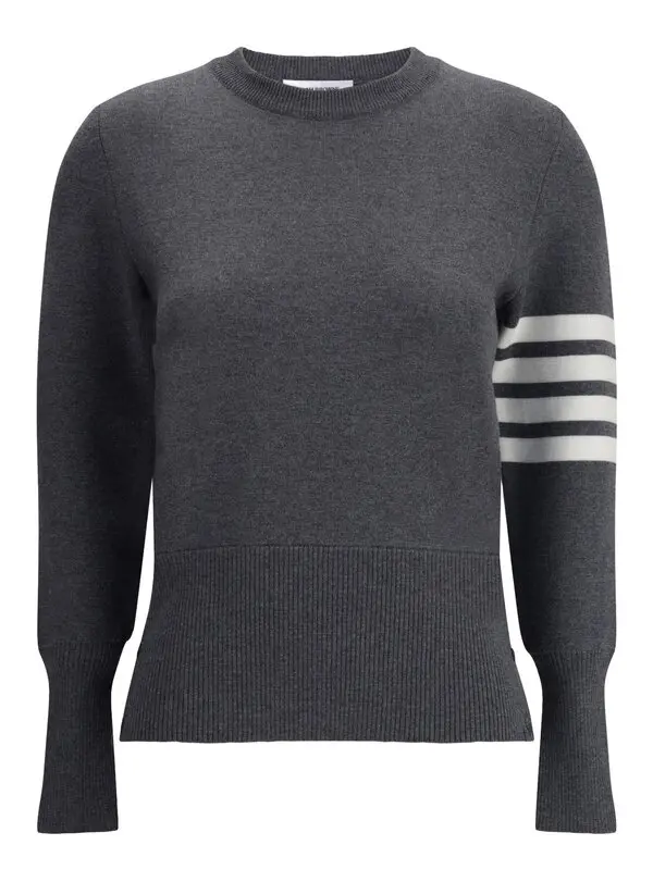 Thom Browne Milano Stitch Classic 4-bar Pullover - Medium Gray