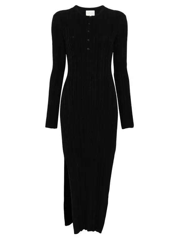 LOULOU STUDIO Ribbed Midi Dress With Side Slits - Black