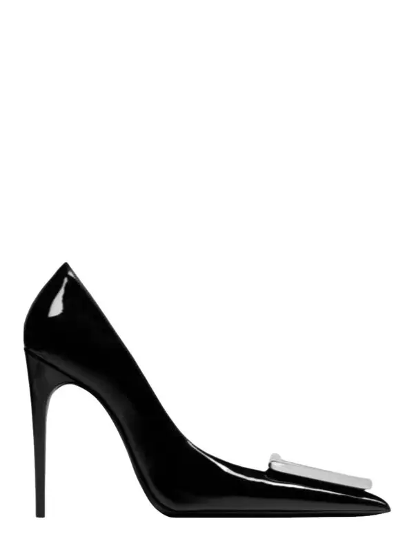 Saint Laurent Avenue Pointed-toe Pumps With Silver Detail - Black