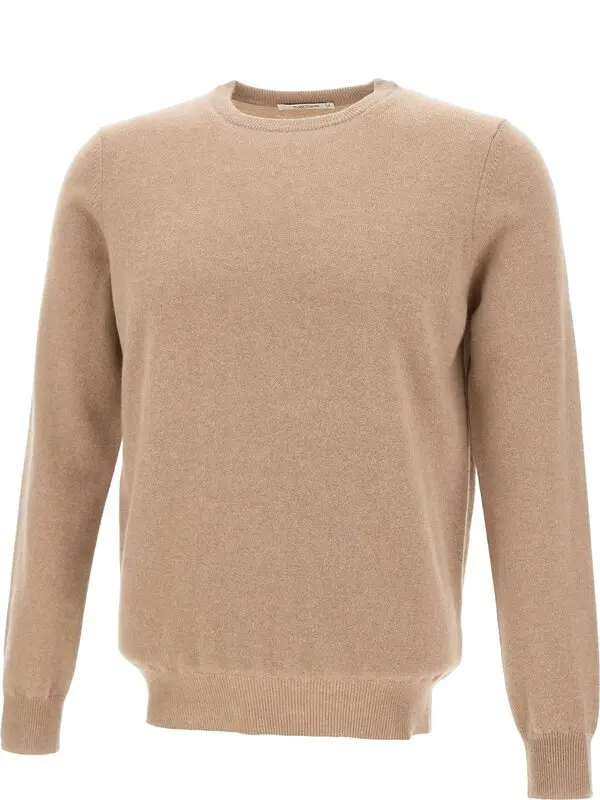 KANGRA Crew Neck Knitted Sweater - Light Brown