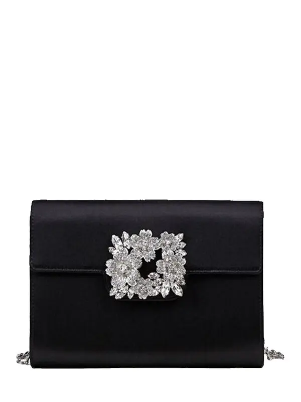 ROGER VIVIER Bouquet Buckle Mini Clutch Bag - Black