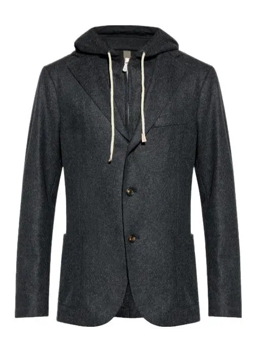 Eleventy Single-breasted Blazer With Detachable Hood - Black