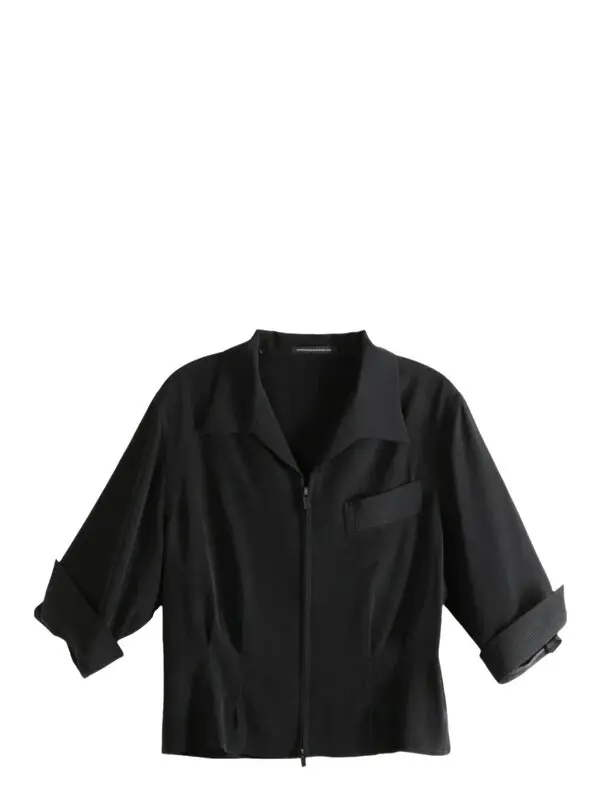 Y’s Short Sleeve Zipper Shirt - Black
