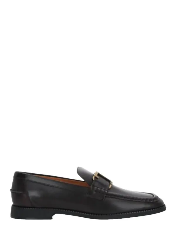 TOD'S Logo-plaque Square-toe Leather Loafers - Black