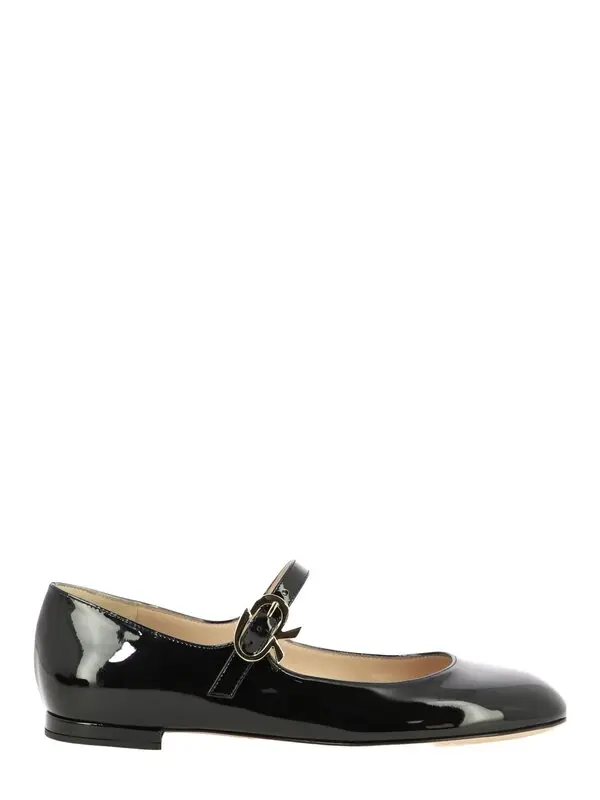 GIANVITO ROSSI Patent Mary Jane Flats - Black