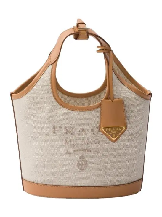 Prada Logo Print Mini Bucket Bag - Neutral Color