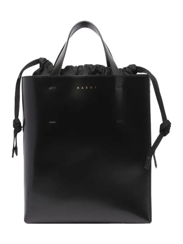 Marni Logo Printed Drawstring Tote Bag - Black