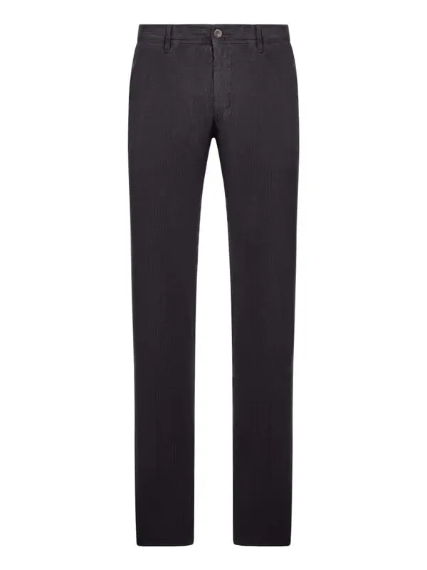 Incotex Pinstriped Cotton Regular Fit Jeans - Dark Grey