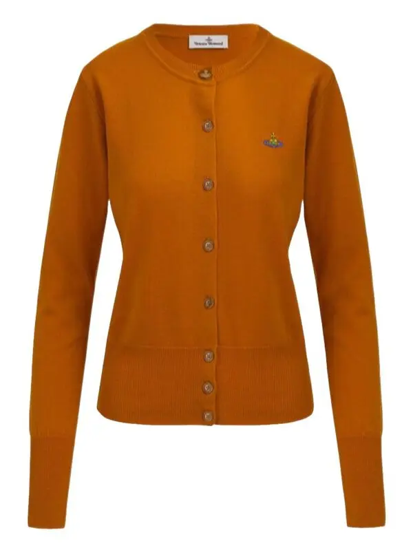 VIVIENNE WESTWOOD Orb Embroidered Buttoned Cardigan - Brown
